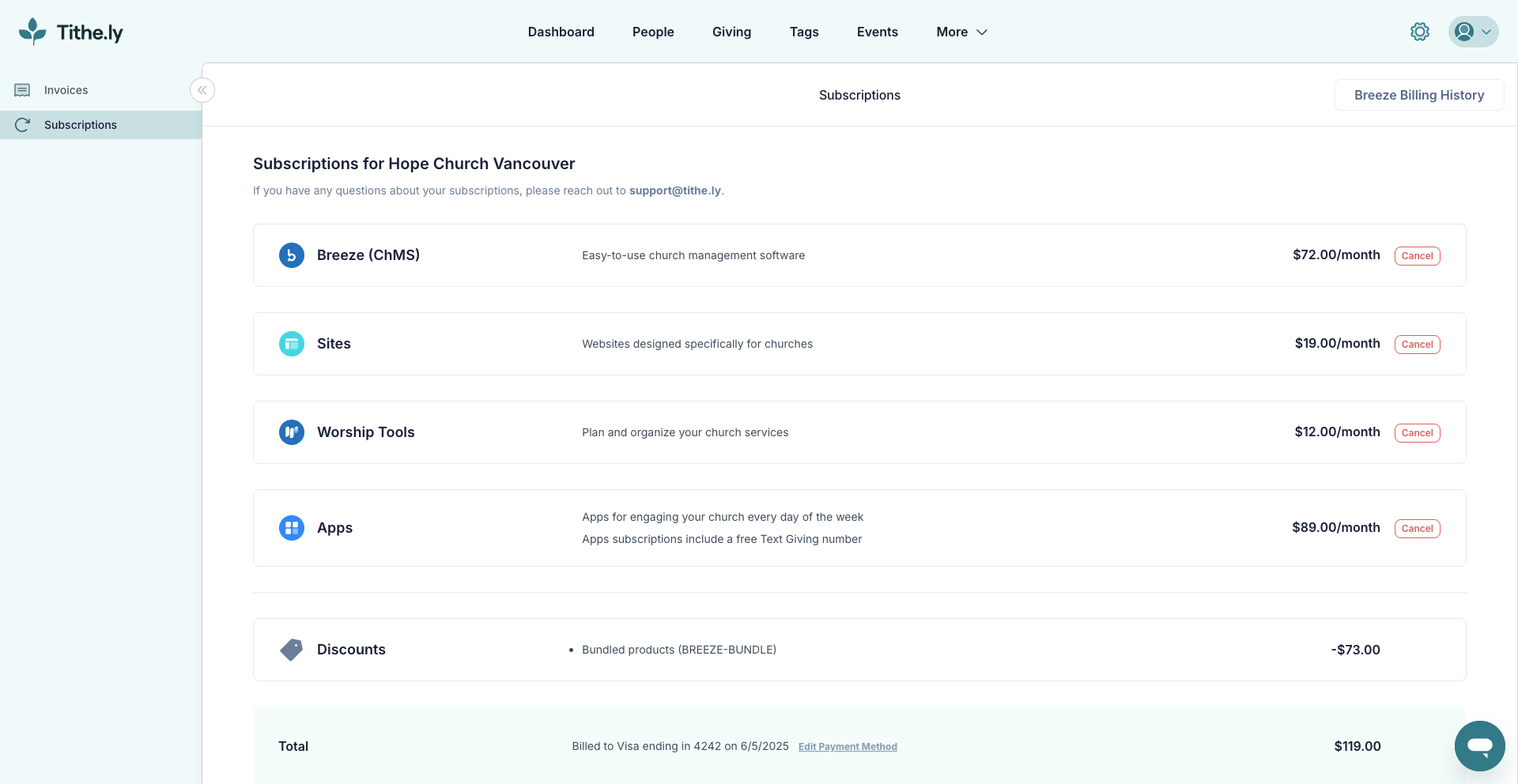 How To View & Add Subscriptions – Tithely