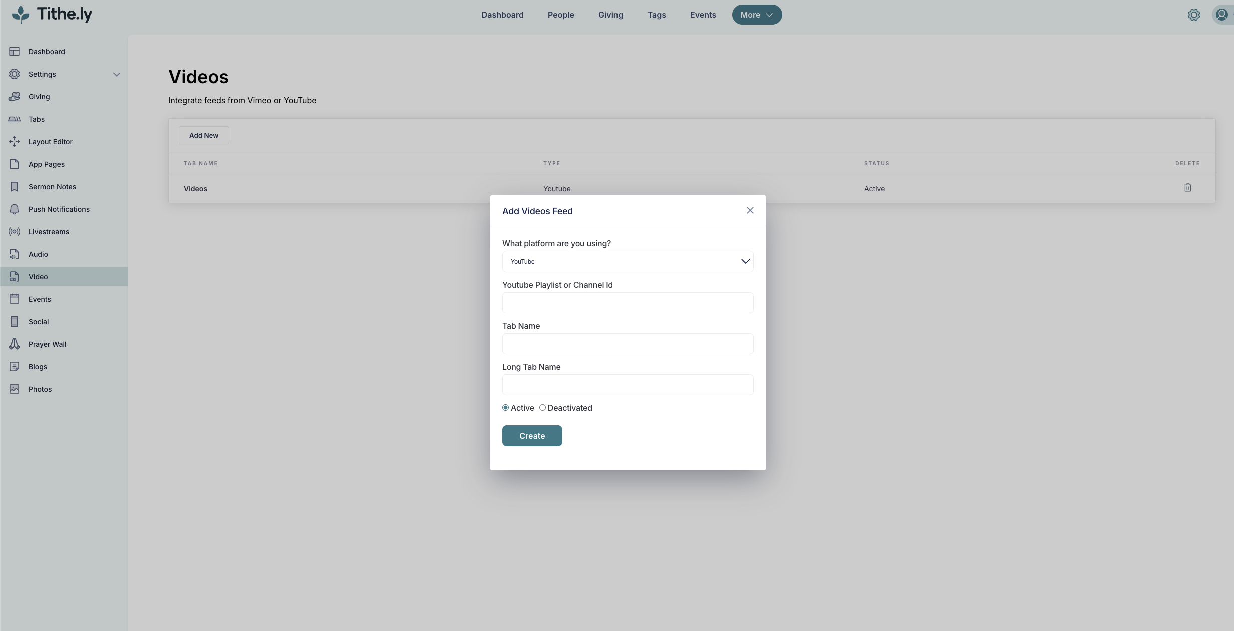 App Dashboard Tutorial – Tithely